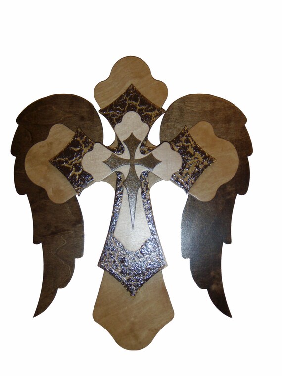 Angel Wing Wood Cross Stacked Wooden Decorative Wall Crosses - Etsy