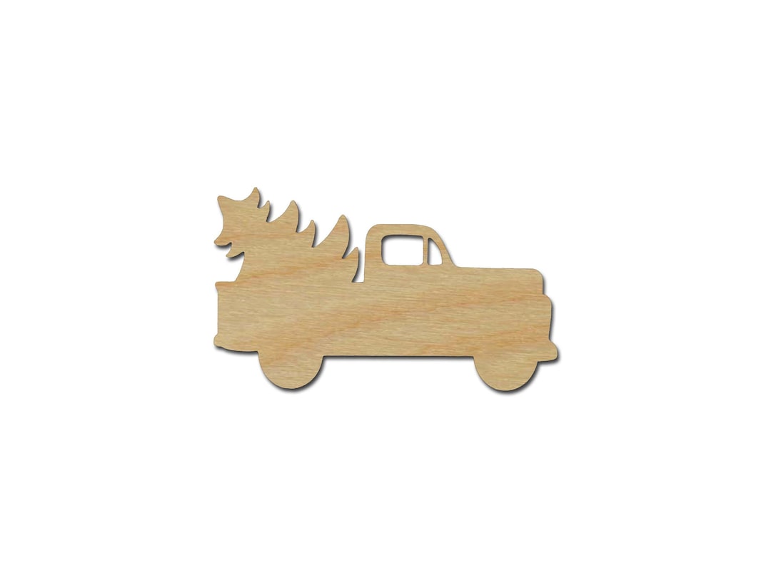 Truck With Tree Shape Unfinished Wood Craft Cutouts Variety of Sizes ...