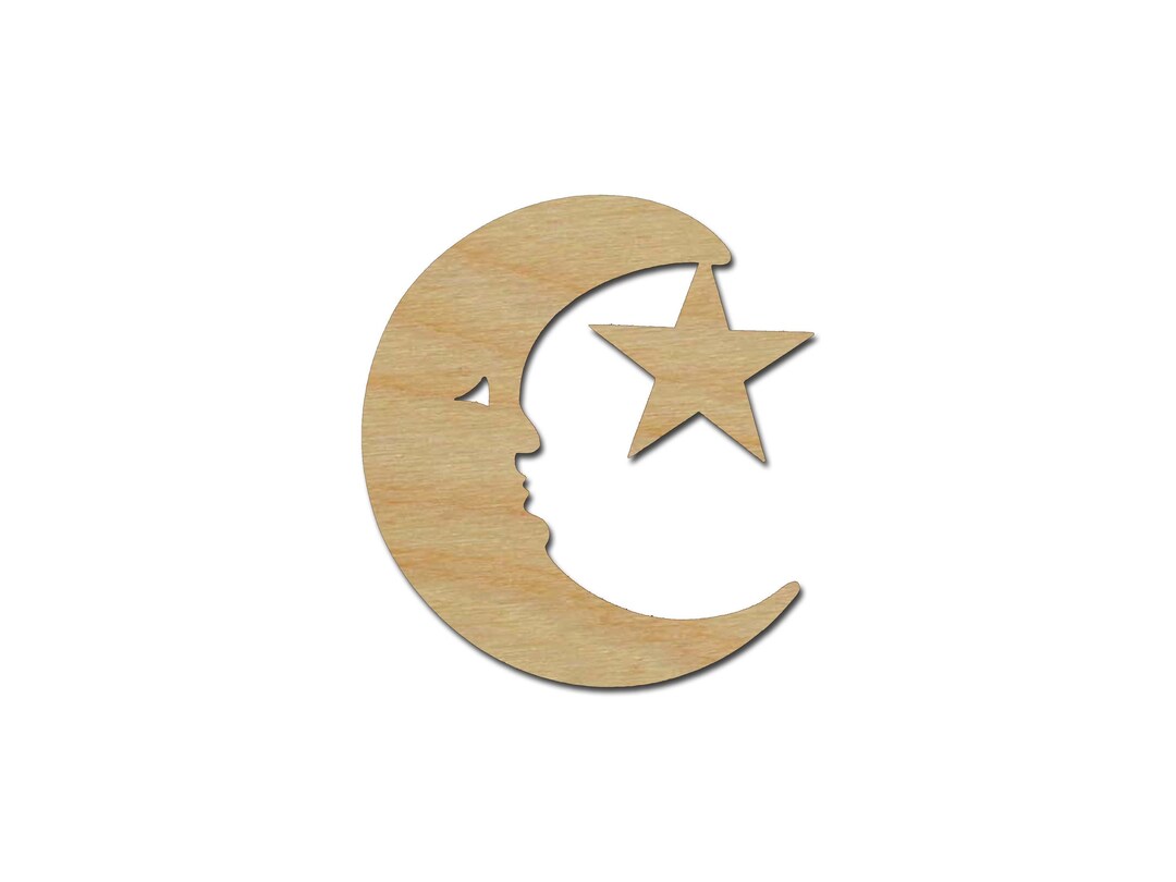 Moon With Face Shape Unfinished Wood Cutouts DIY Crafts Variety of ...