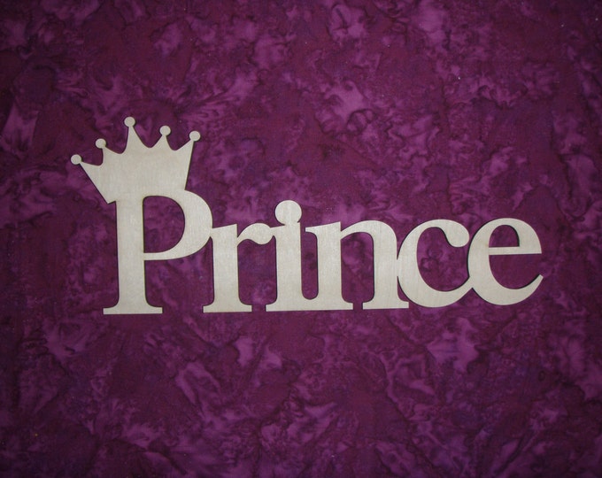 Prince With Crown Word Cut Out Unfinished Wood Connected Wooden Letters ...
