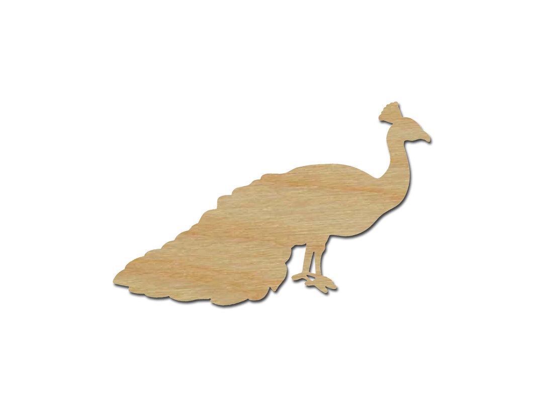 Peacock Shape Unfinished Wood Bird Craft Cutouts Variety of Sizes Style ...