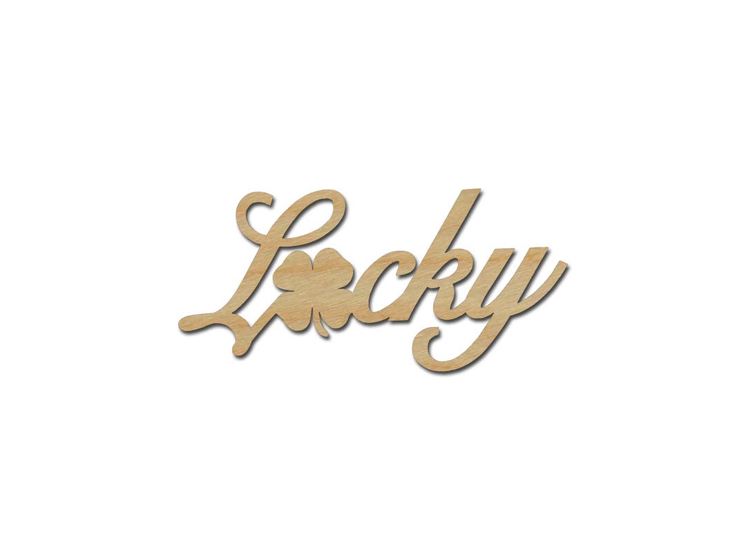 Lucky Word With Clover Unfinished Wood Cutout St Patricks Day ...