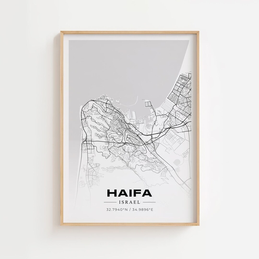 Haifa City Map - Israel and Jewish Modern Poster Print - Etsy