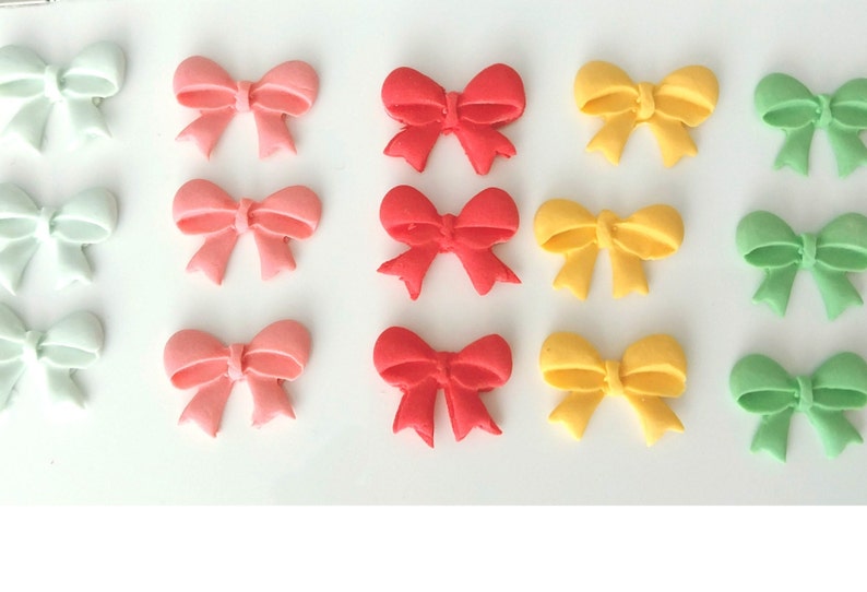 Edible Bows, Edible Cupcake Topper Bows, Sugar Ribbon Bows, Sugar ...