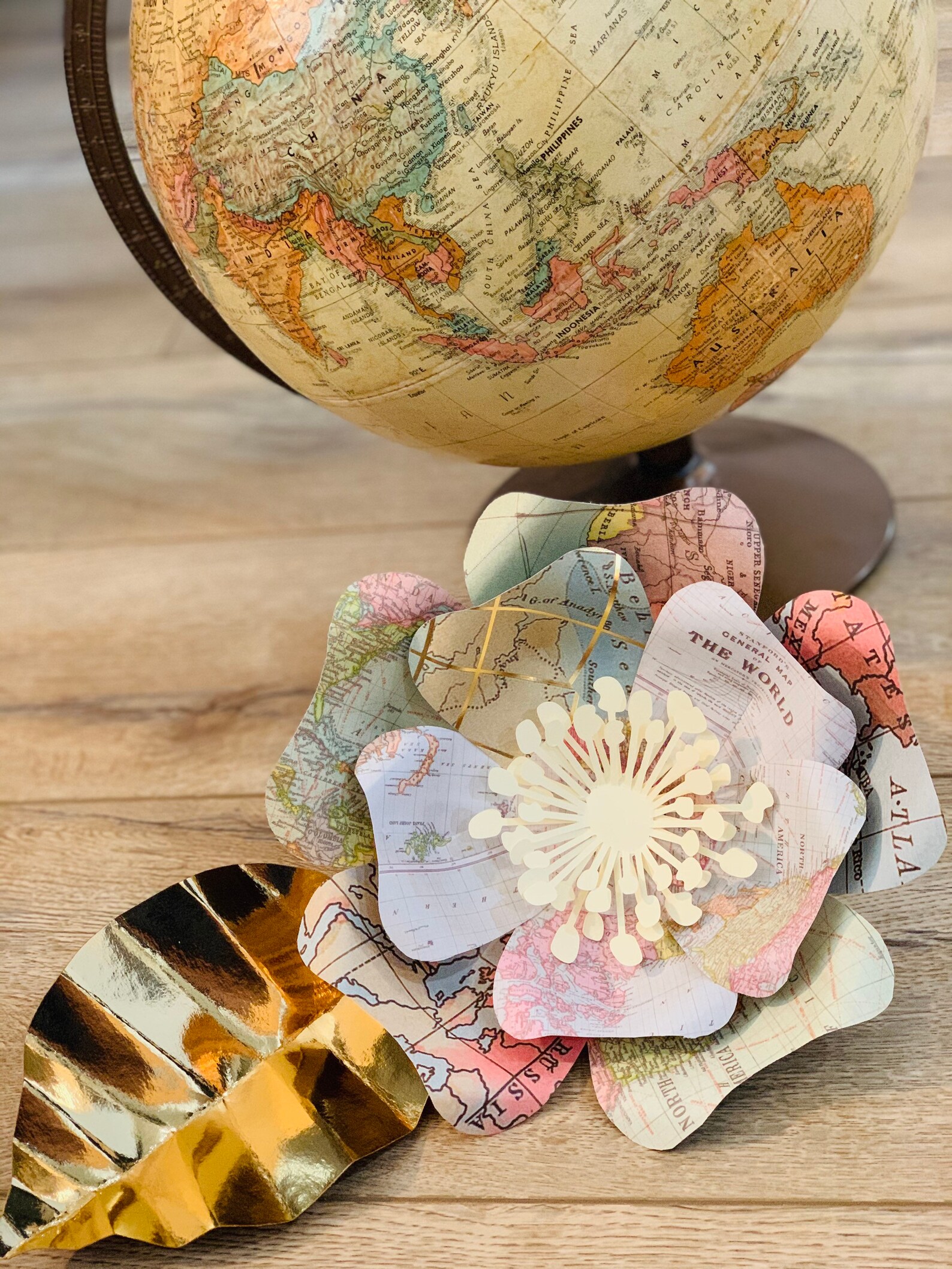 World Map Paper Flowers/ Adventure Awaits Decor/retirement - Etsy