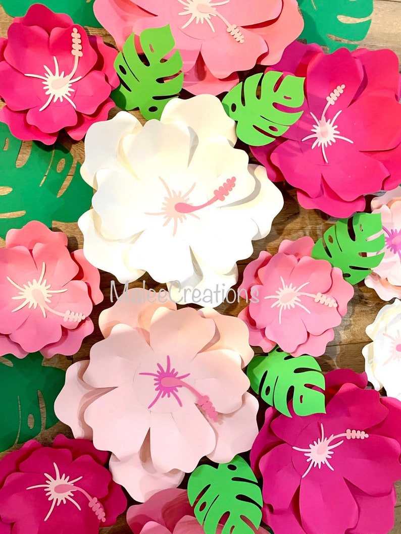 Hibiscus Paper Flowers,luau Party, Aloha Decor,tropical Party,hawaiian ...