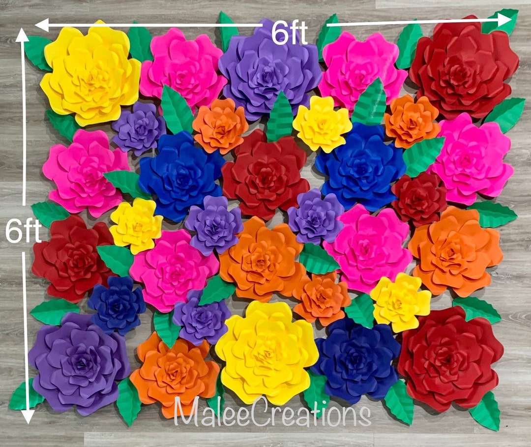 6x6ft Paper Flower Wall, Fiesta Flower Backdrop, Wedding Backdrop ...