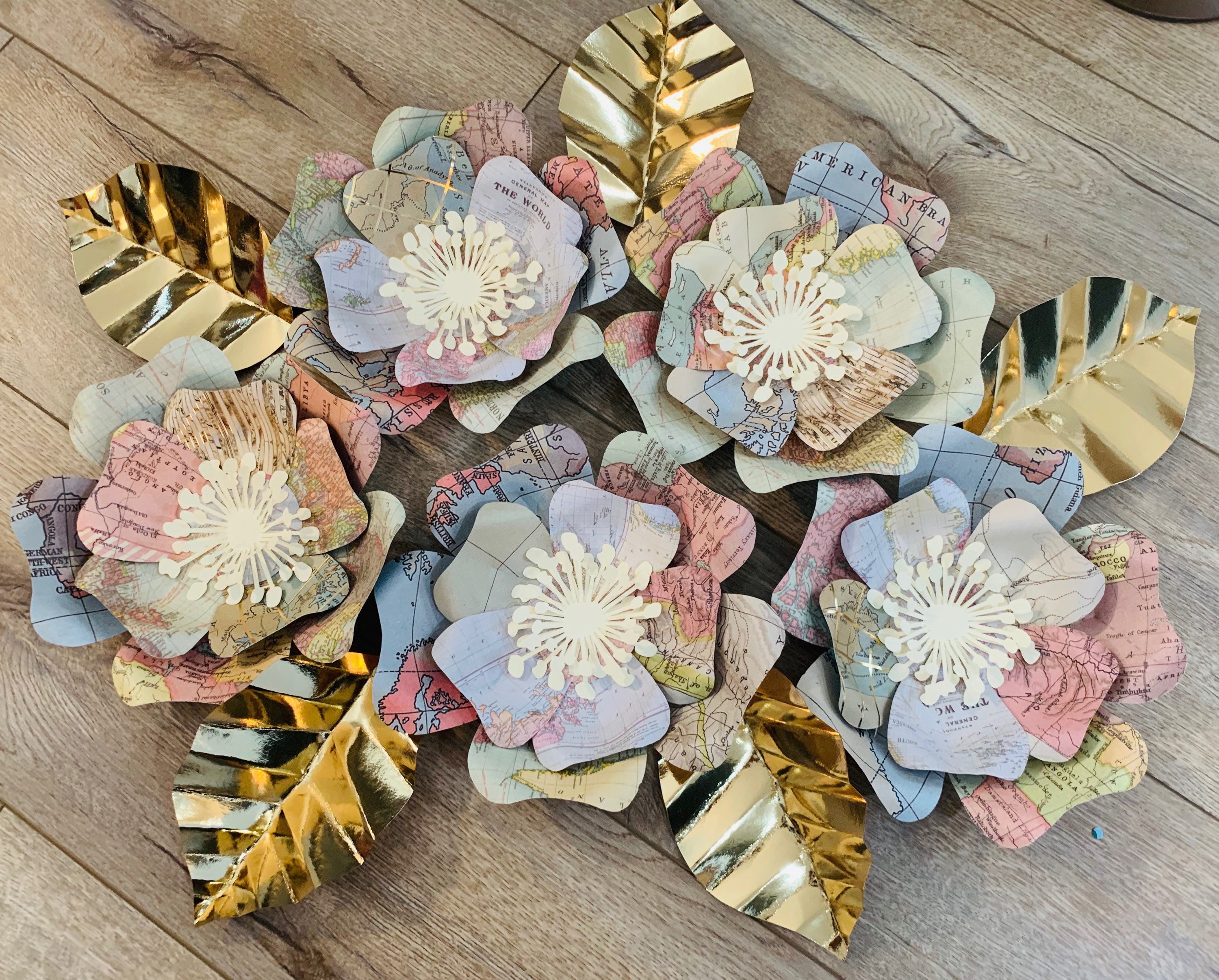 World Map Paper Flowers/ Adventure Awaits Decor/retirement | Etsy