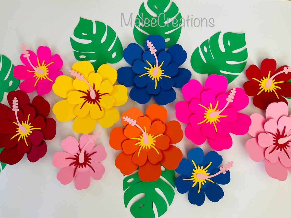 Tropical Paper Hibiscus Flowers: Luau Party Decorations - Etsy