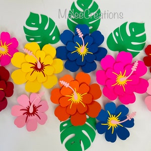 Tropical Paper Hibiscus Flowers: Luau Party Decorations - Etsy