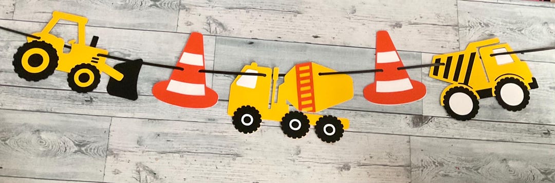 Construction Themed Banner, Construction Truck Banner, Construction ...