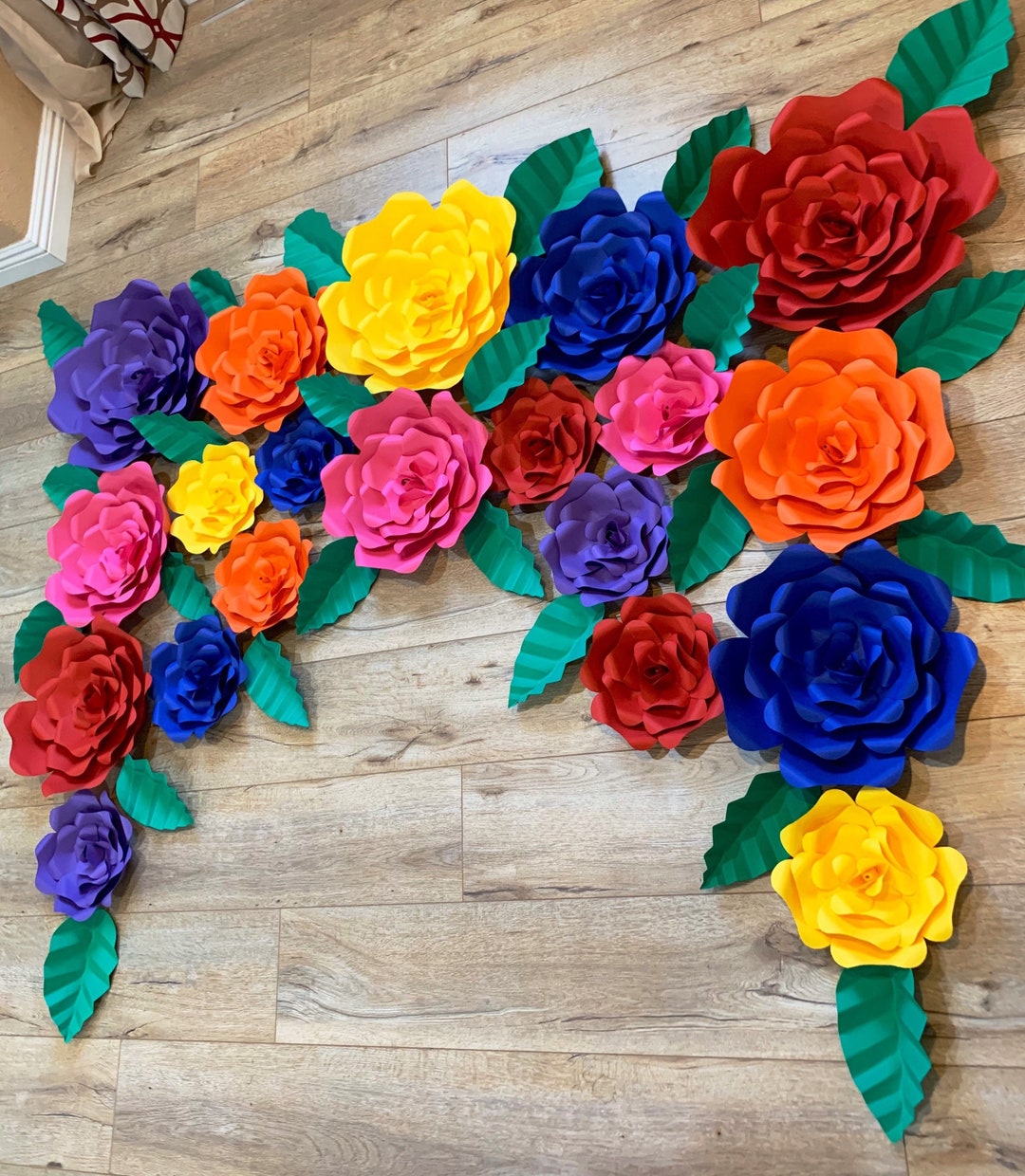 Fiesta Paper Flowers Backdrop Mexican Flowers Wedding Encanto Birthday ...