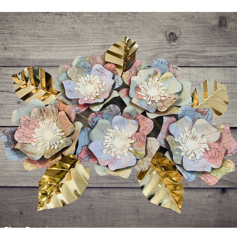 World Map Paper Flowers/ Adventure Awaits Decor/retirement - Etsy
