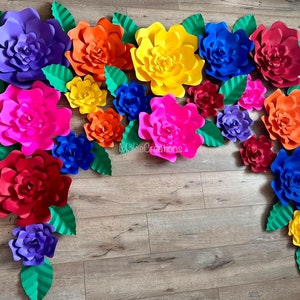 Fiesta Paper Flowers Backdrop Mexican Flowers Wedding Encanto Birthday ...
