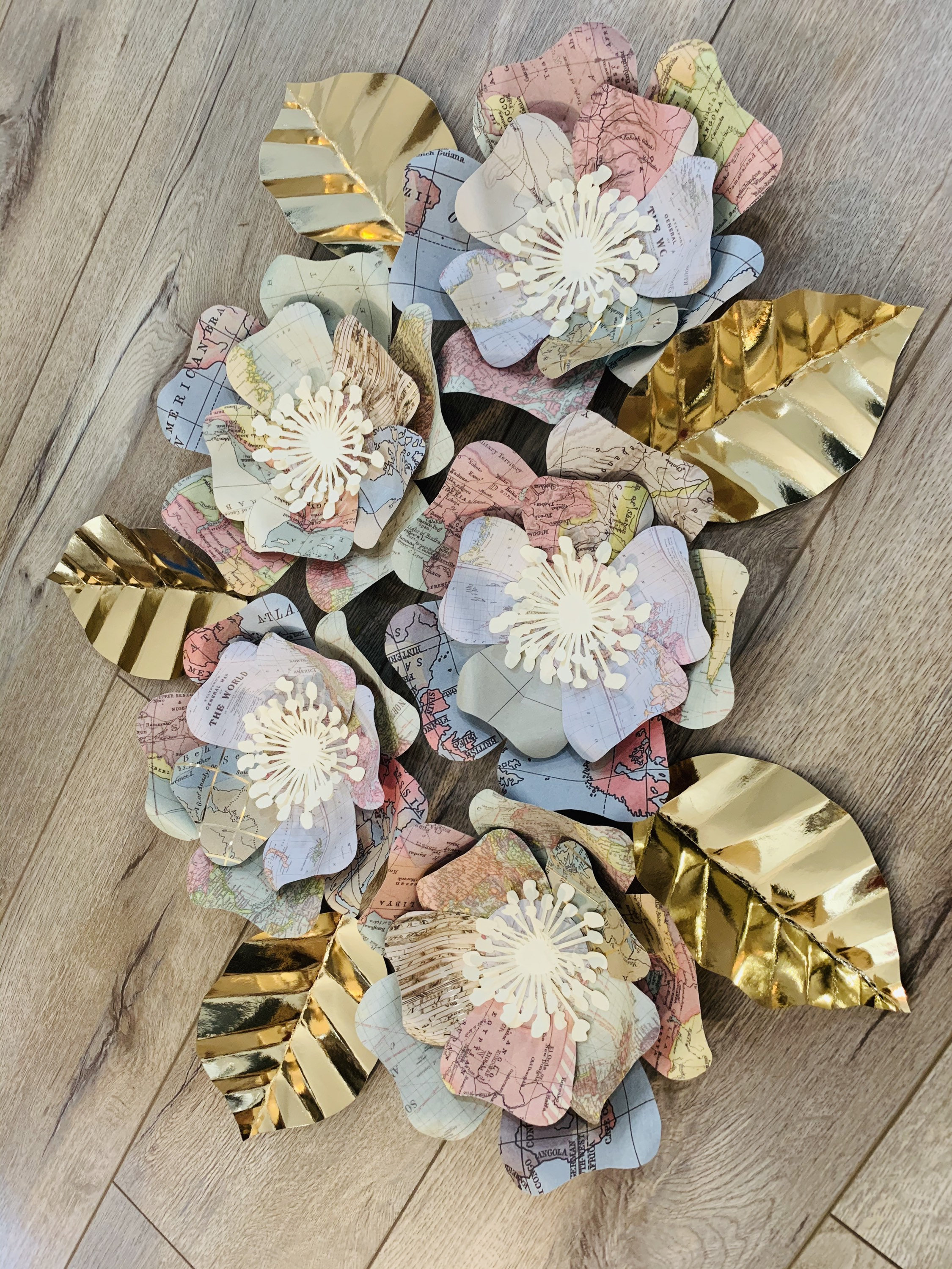World Map Paper Flowers/ Adventure Awaits Decor/retirement | Etsy