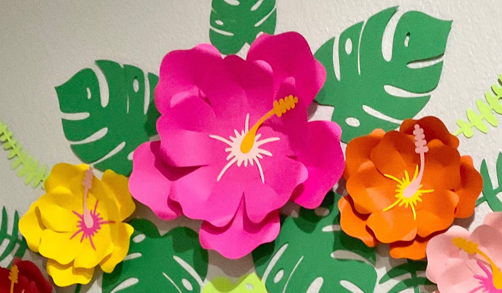 Hibiscus Paper Flower Set: Luau Party Tropical Decor,hawaiian Party ...