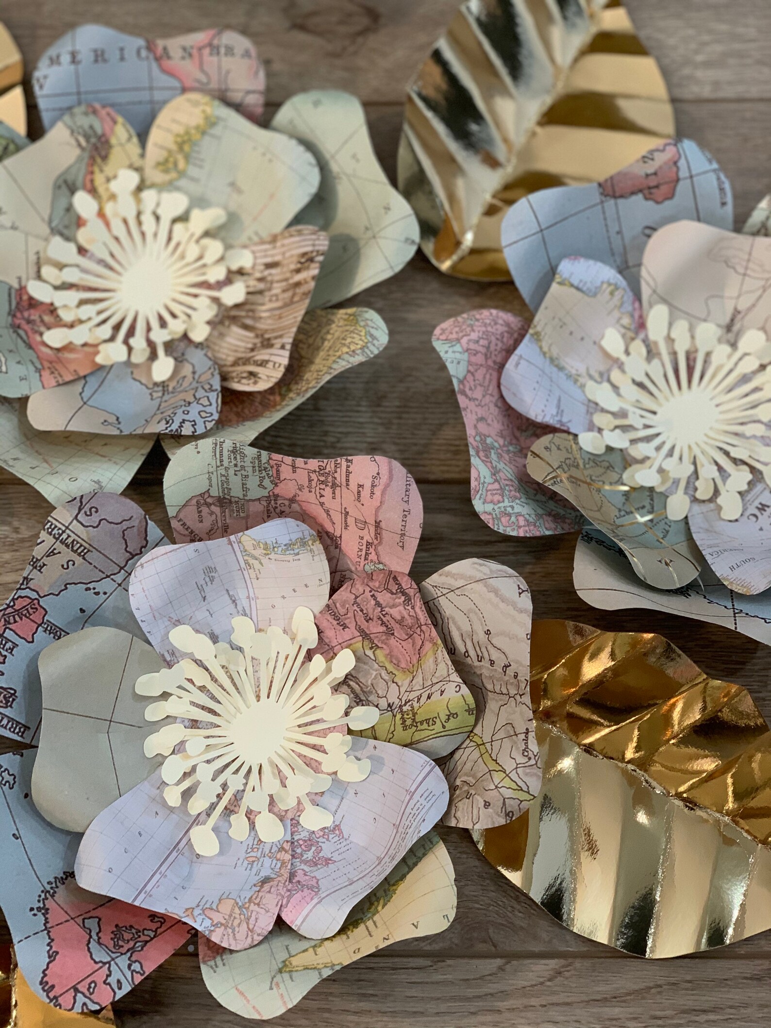 World Map Paper Flowers/ Adventure Awaits Decor/retirement - Etsy