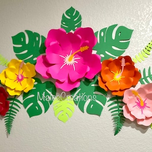 Hibiscus Paper Flower Set: Luau Party Tropical Decor - Etsy