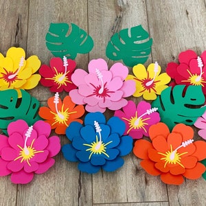 Tropical Paper Hibiscus Flowers: Luau Party Decorations - Etsy