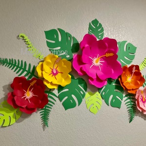 Hibiscus Paper Flower Set: Luau Party Tropical Decor - Etsy