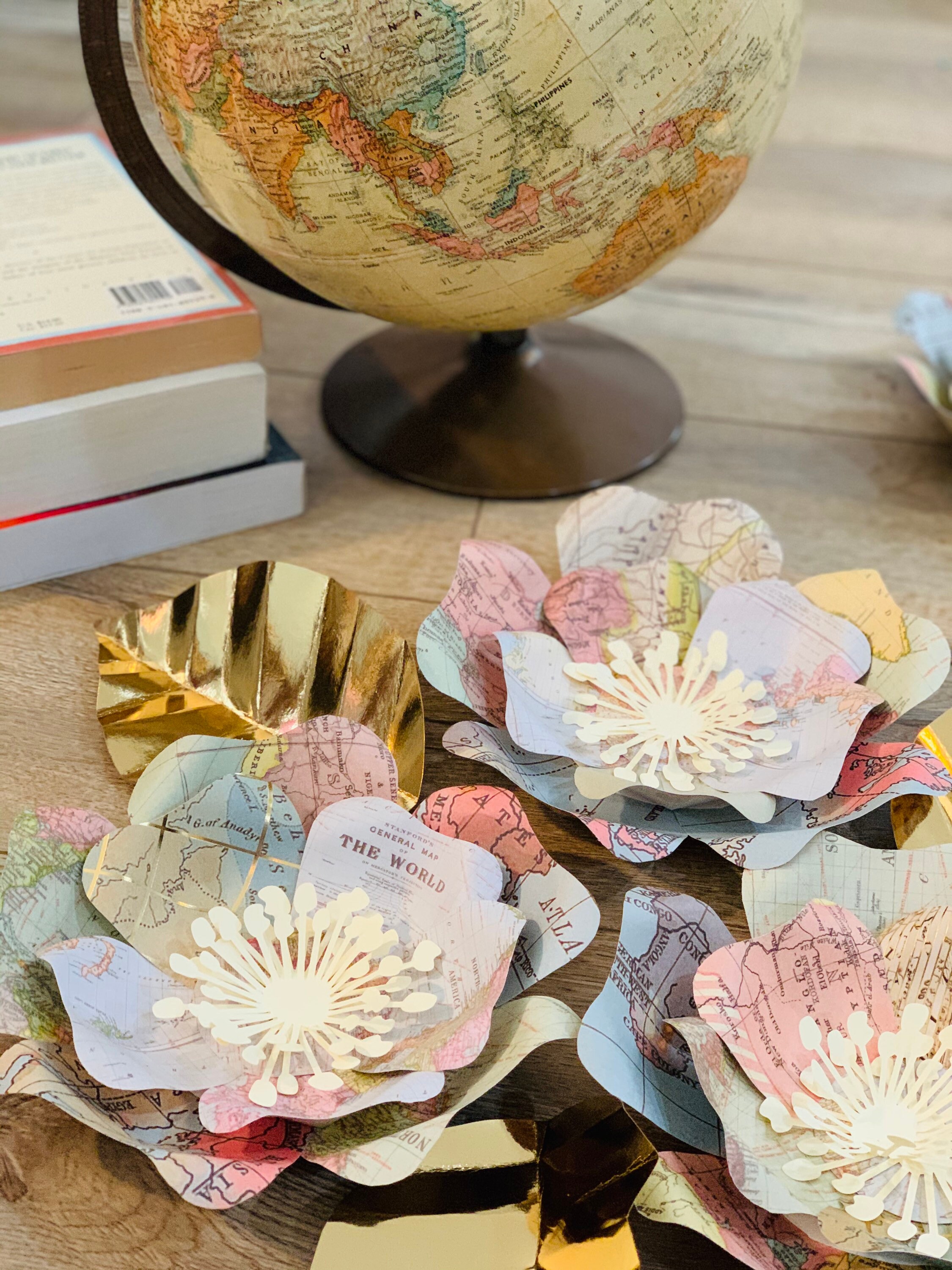 World Map Paper Flowers/ Adventure Awaits Decor/retirement | Etsy