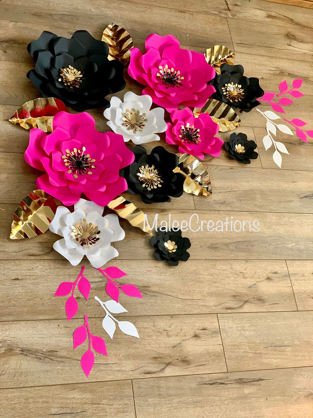 Hot Pink Paper Flower Backdrop,black, White & Gold Set,kate Spade ...
