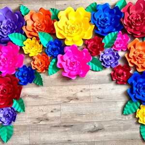 Fiesta Paper Flowers Backdrop Mexican Flowers Wedding Encanto Birthday ...