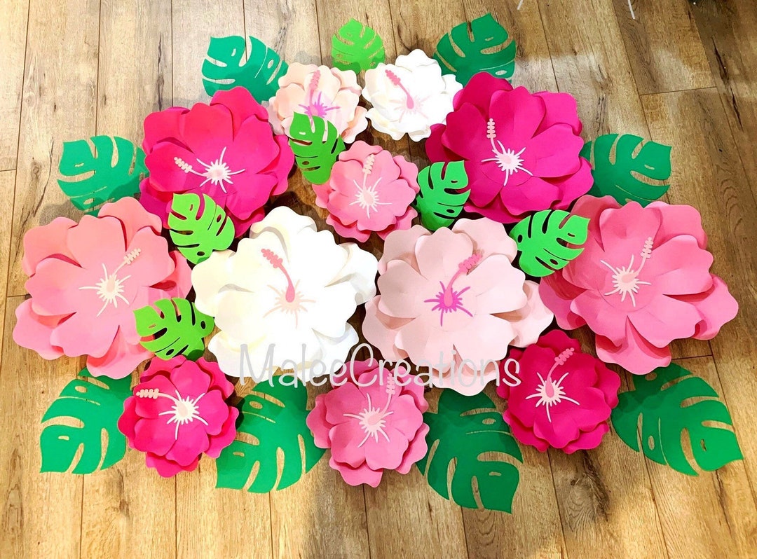Hibiscus Paper Flowers,luau Party, Aloha Decor,tropical Party,hawaiian ...