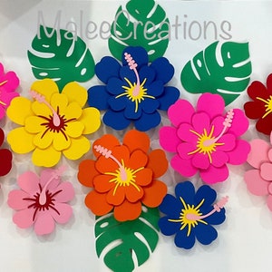 Tropical Paper Hibiscus Flowers,luau Party Decorations,hibiscus Paper ...
