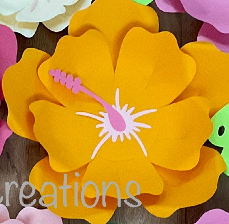 Hibiscus Paper Flower Set: Luau Party Tropical Backdrop Decor - Etsy