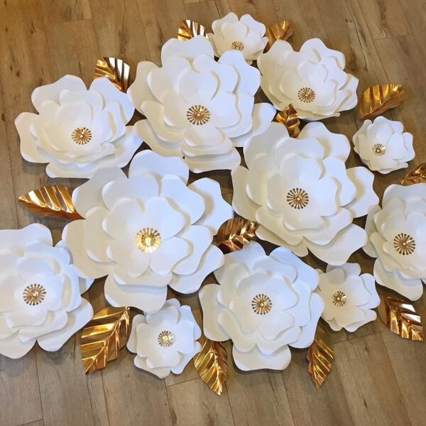 Gold Paper Flowers - Etsy