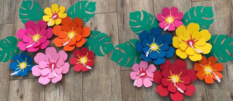 Tropical Paper Hibiscus Flowers,luau Party Decorations,hibiscus Paper ...