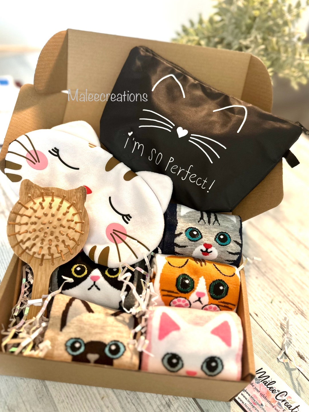 Gift Box for Cat Lover Birthday Gift for Her Cat Theme Gift Cat Mom Unique Gift for Cat Lover ...