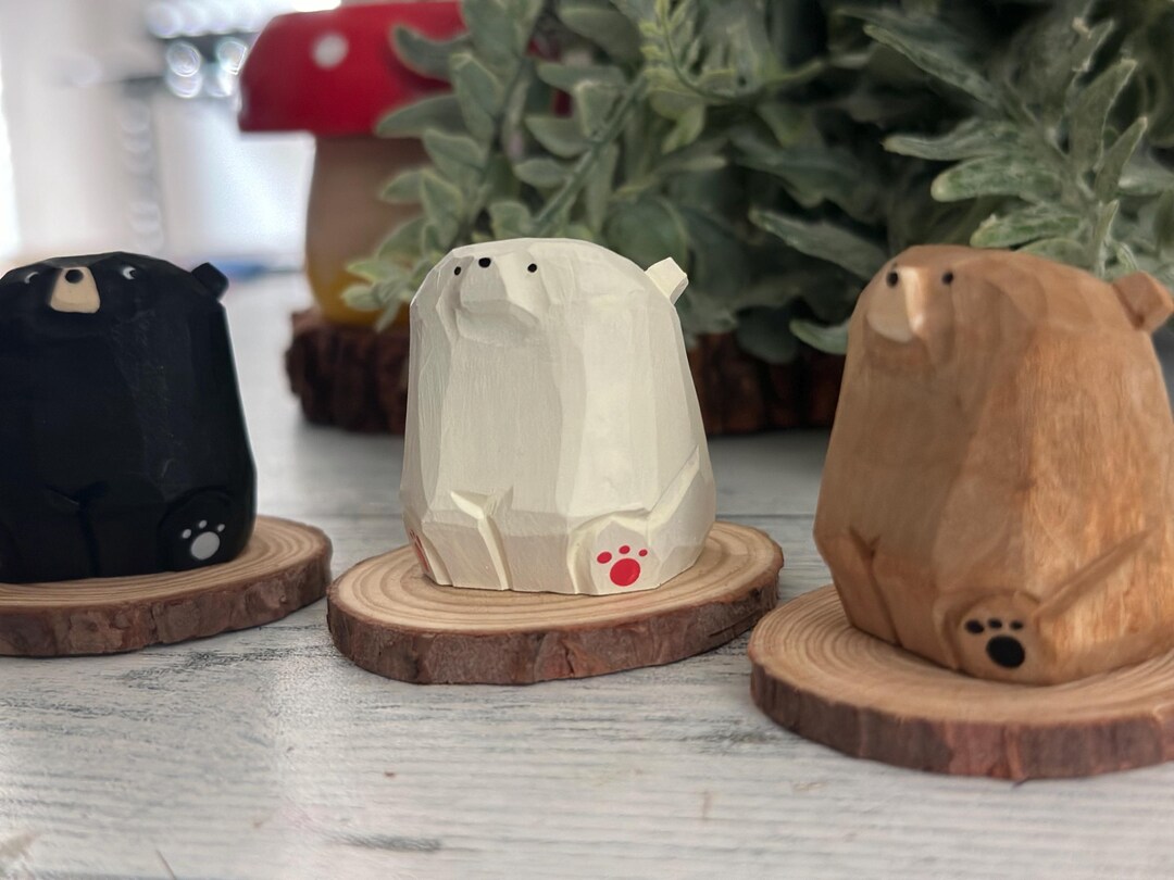 Wooden Bear Ornament, Bear Statue,stocking Stuffers, Nursery Decor ...