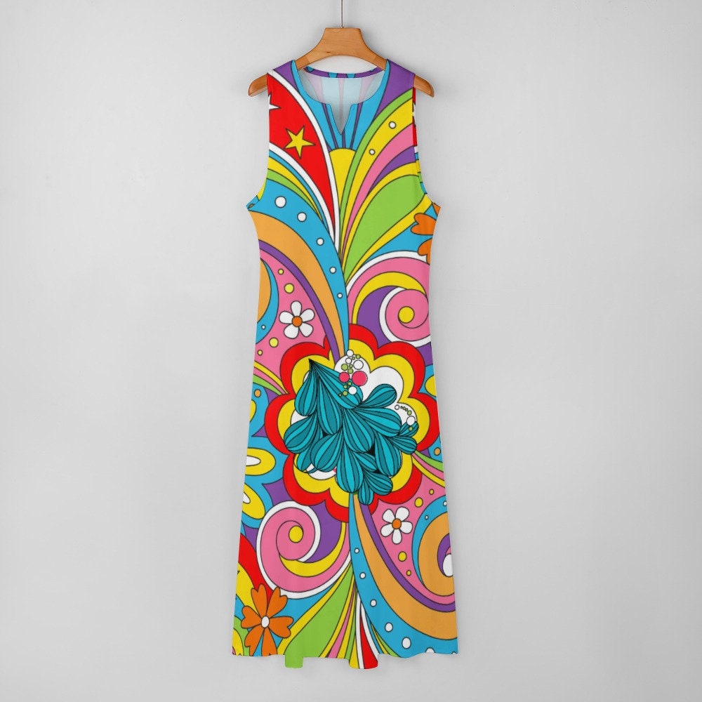 It's A Trip Trippy Psychedelic 70's Boho Hippie Floral Swirl Print ...