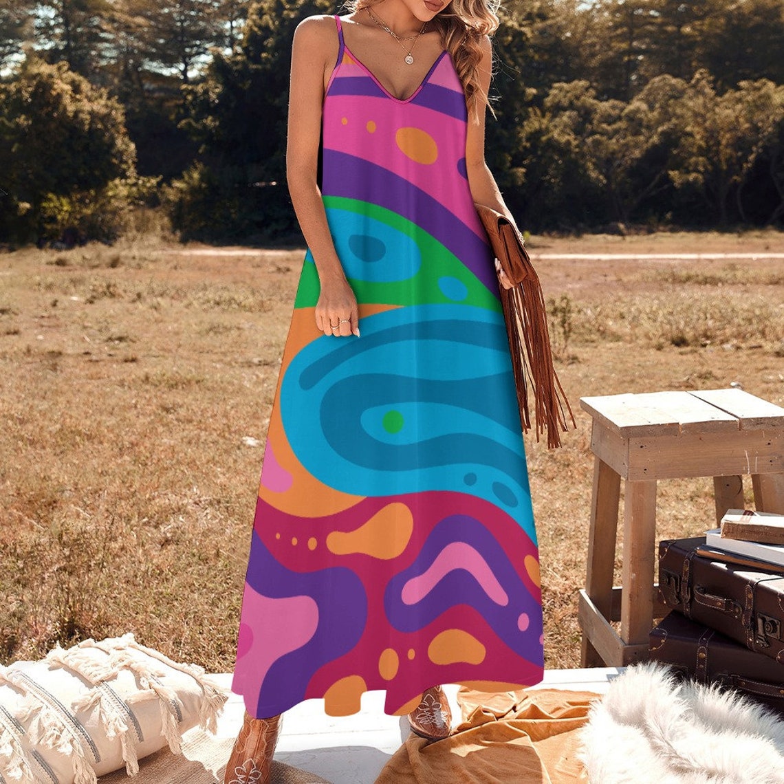 Psychedelic 70'S Lava Lamp Trippy Drippy Hippie Swirl Boho Sleeveless ...