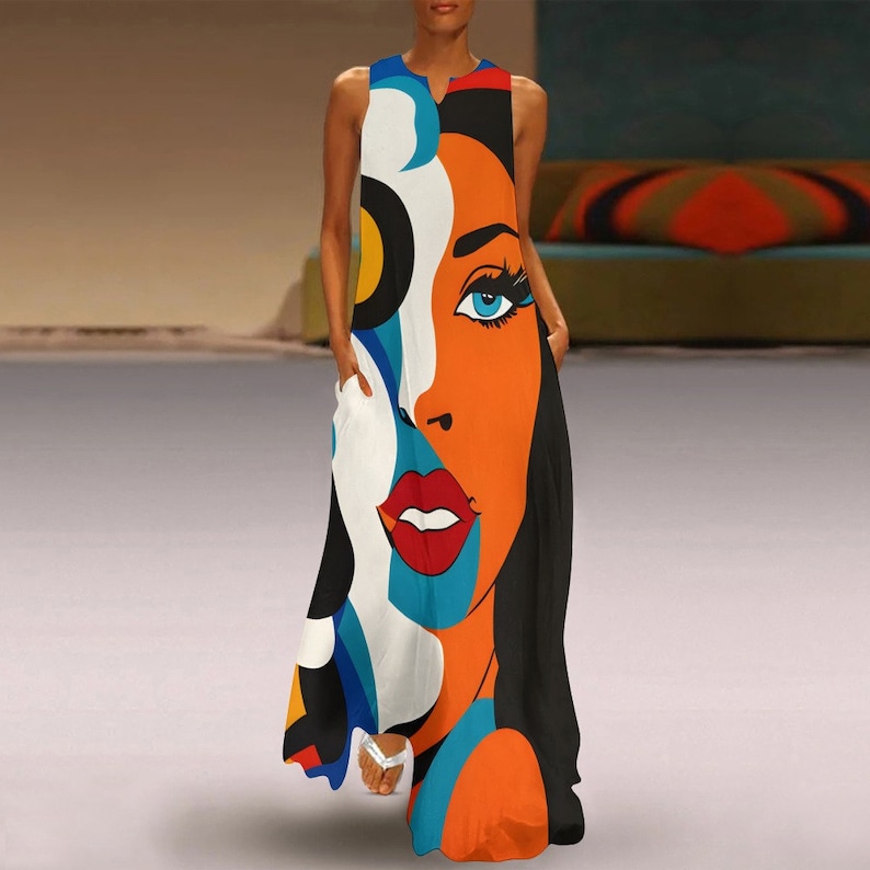 Face the World Surreal Psychedelic Pop Art Abstract Woman Long ...