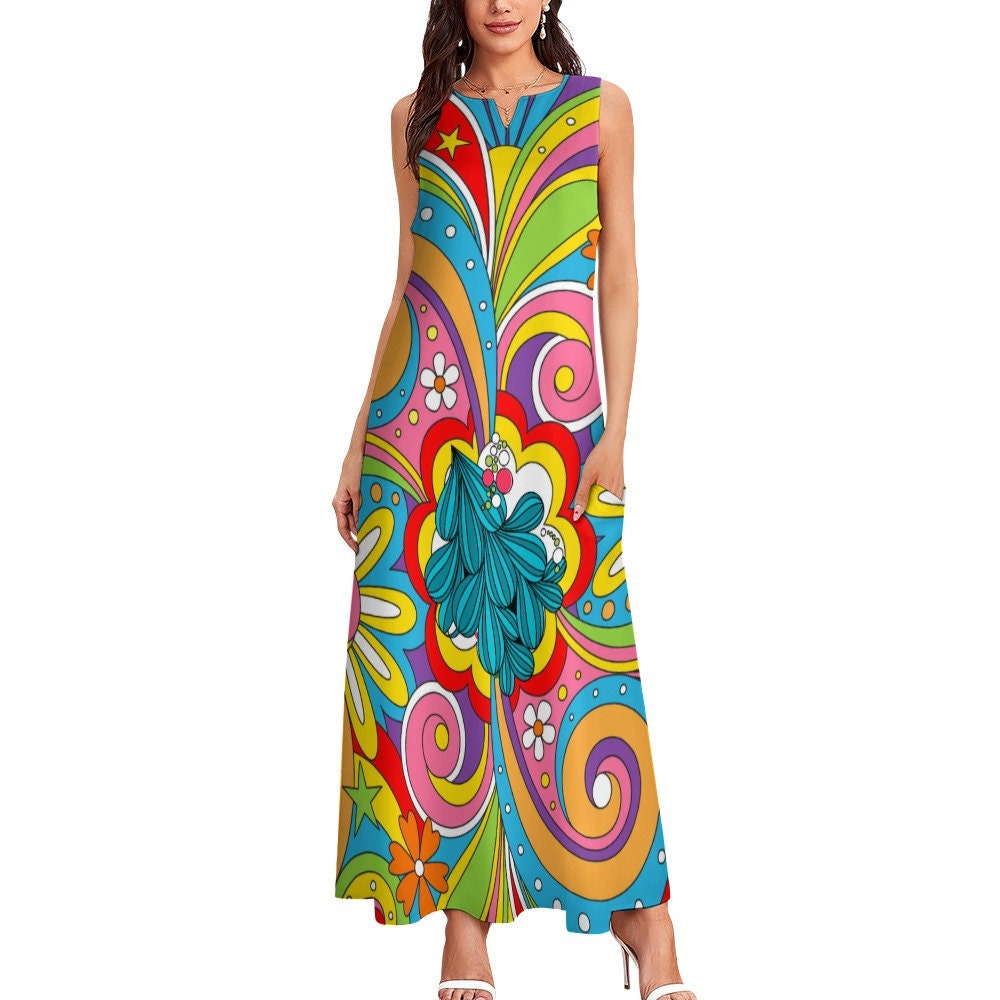 It's A Trip Trippy Psychedelic 70's Boho Hippie Floral Swirl Print ...