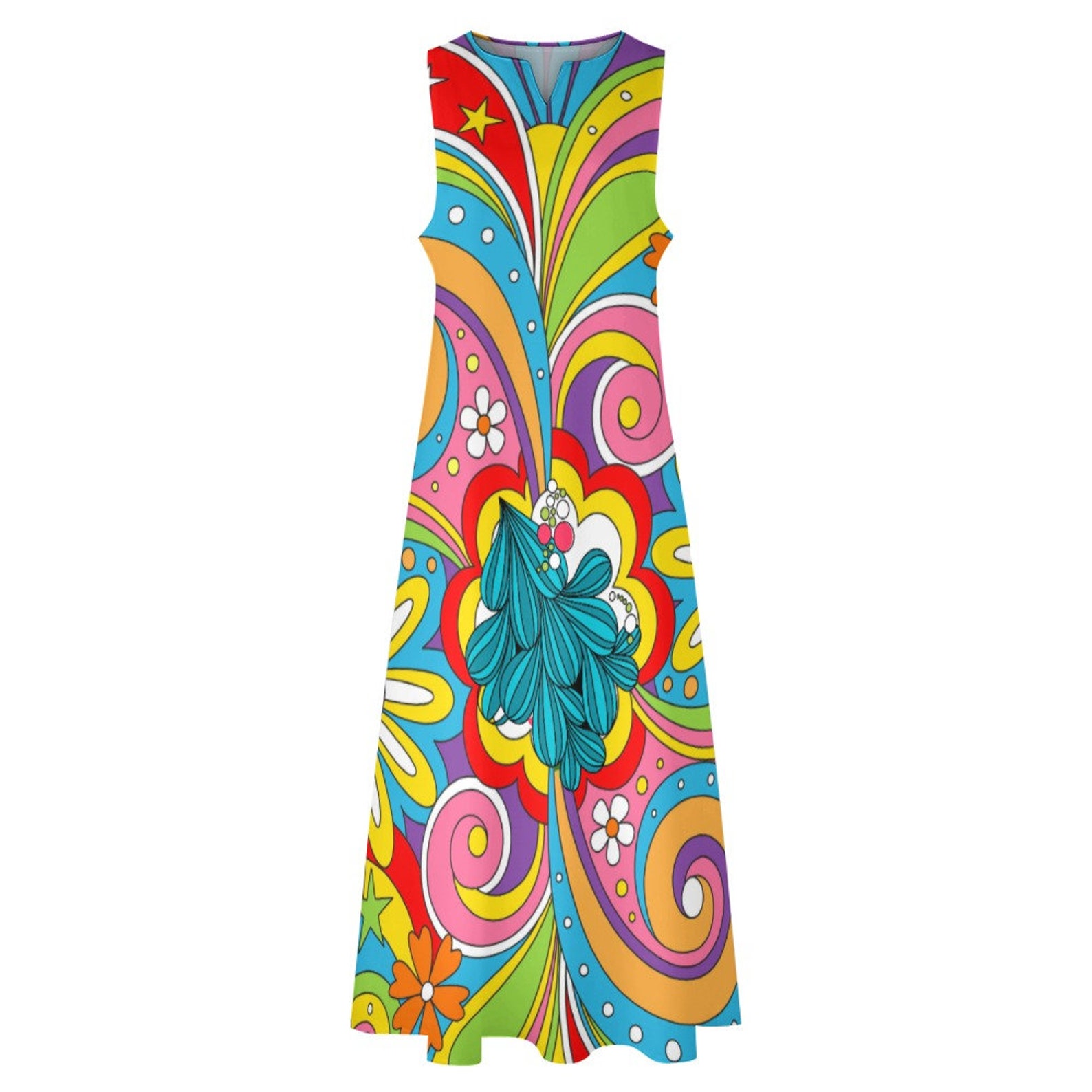 It's A Trip Trippy Psychedelic 70's Boho Hippie Floral Swirl Print ...