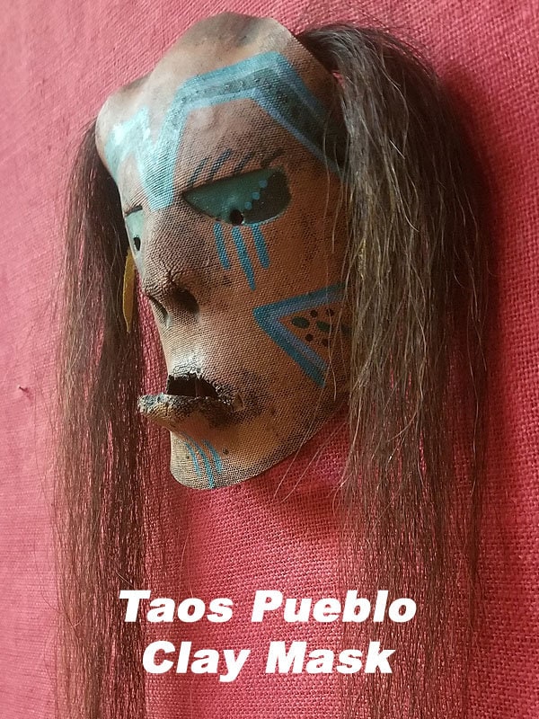 Vintage Native American (taos Pueblo) Clay Mask With Horse Hair ...