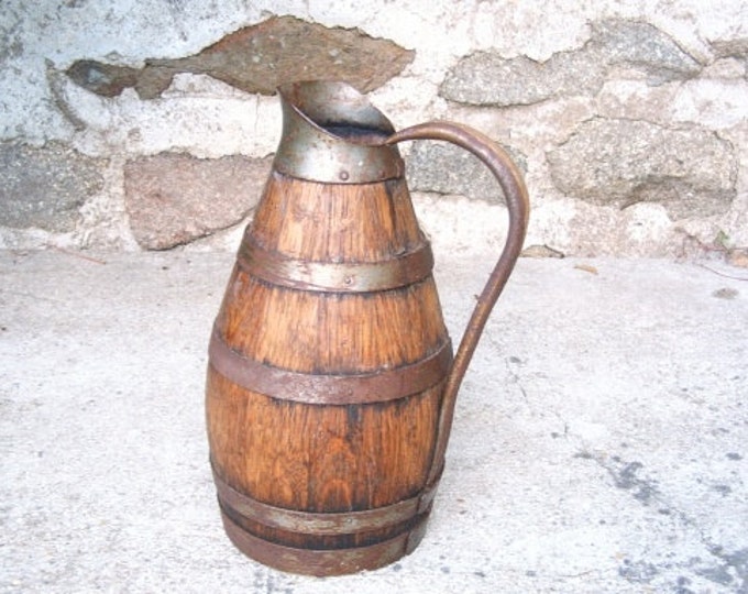 Vintage French Iron and Wooden Wine JUG PITCHER - Etsy
