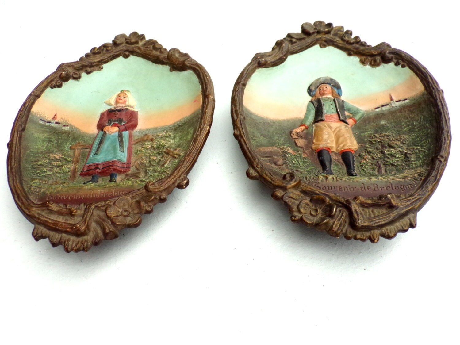 Vintage Pair Ceramic Wall Decor Plates French Souvenir - Etsy