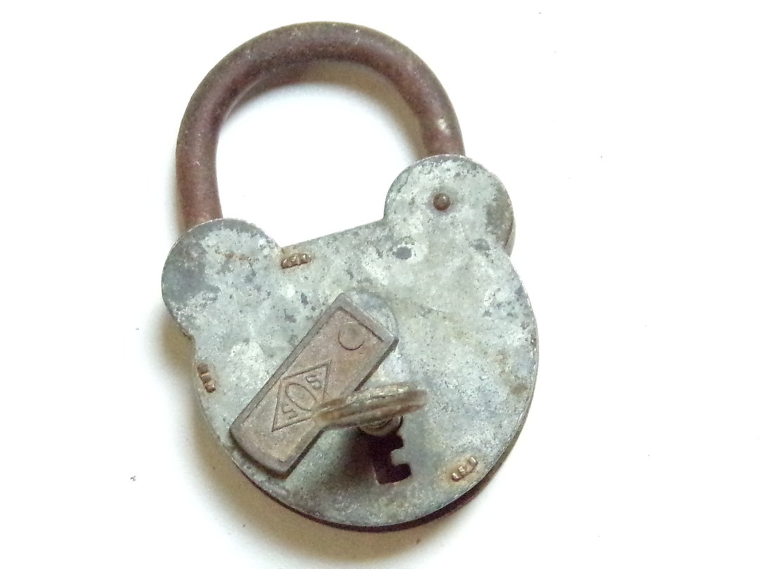 Antique French PADLOCK Mickey Mouse shape Unis fence gate decor - Etsy ...