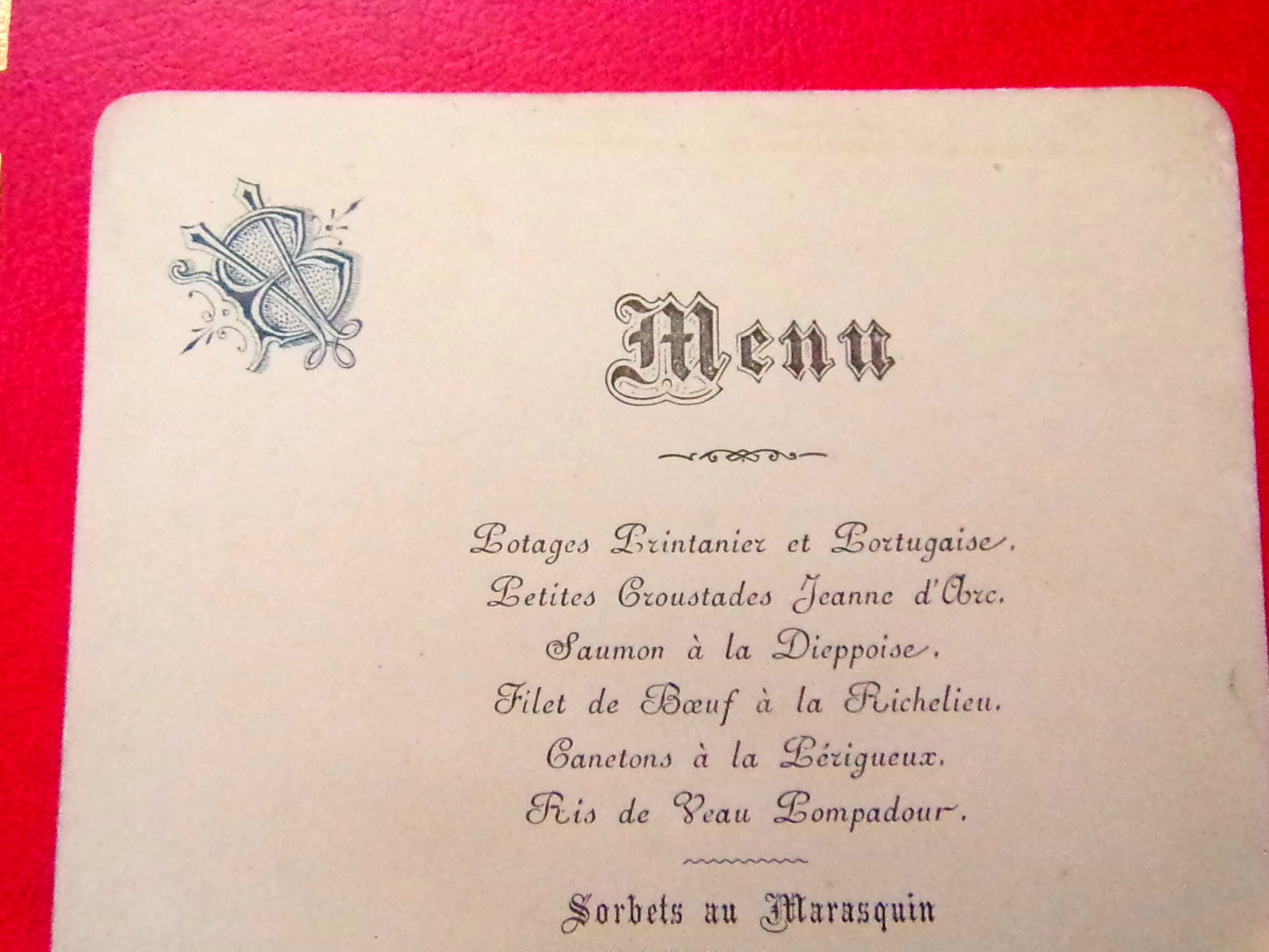 Antique French MENU Restaurant 4 May 1895 Golden Etches - Etsy