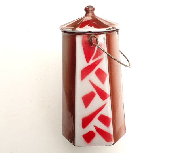 Antique French Enamelware MILK CAN Octogonal Art Deco Cream Jug Pitcher ...