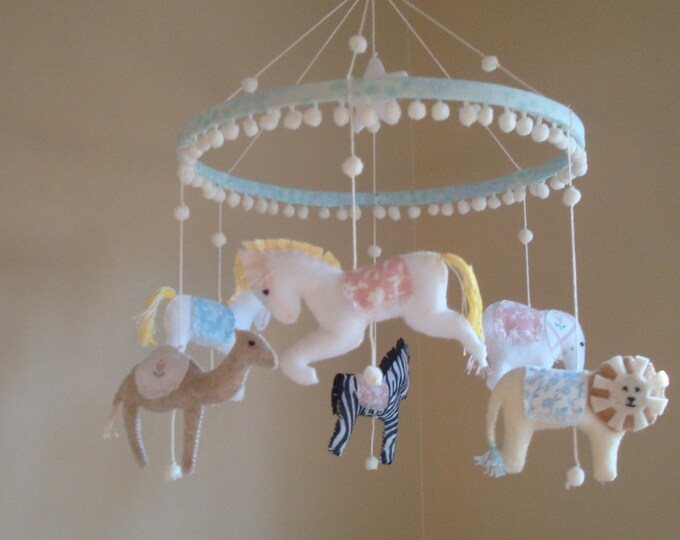 Animal Carousel Baby Crib Mobile Pink Yellow Blue Cream - Etsy
