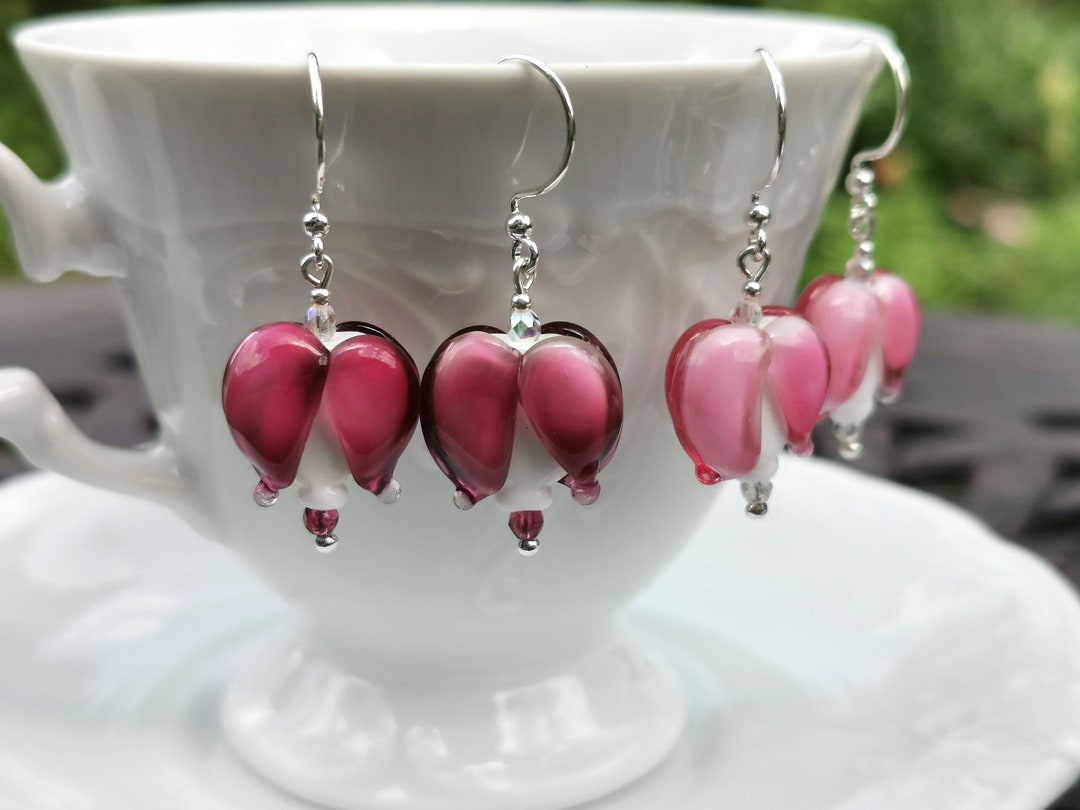 Sterling Silver Earrings Bleeding Hearts Dicentra Sra - Etsy