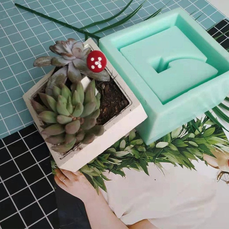Square Concrete Flower Pot Silicone Mold for Cement Gypsum - Etsy