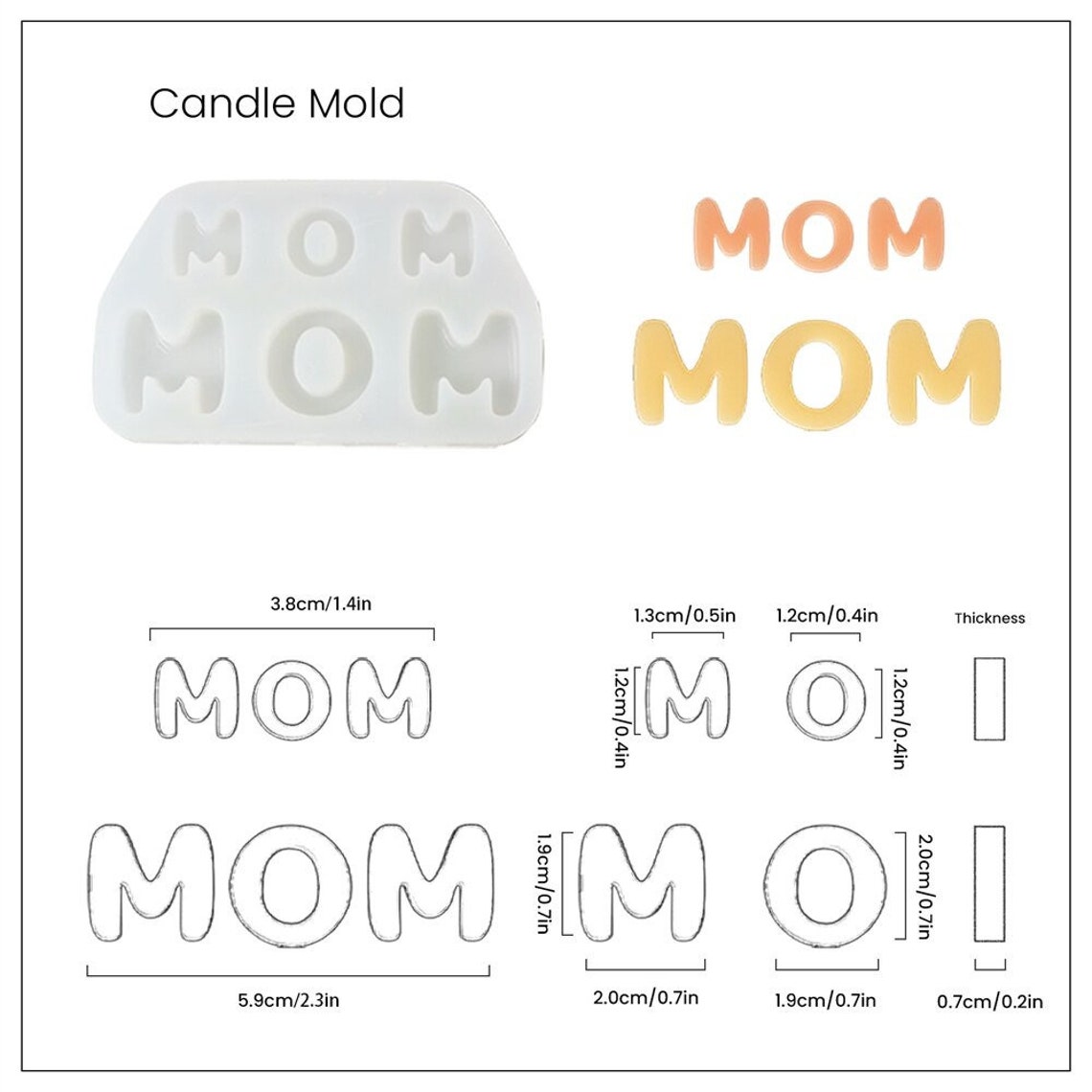 MOM Letter Molds, Minimalist Candle Jar Molds ,molds Mothers Day Gift ...