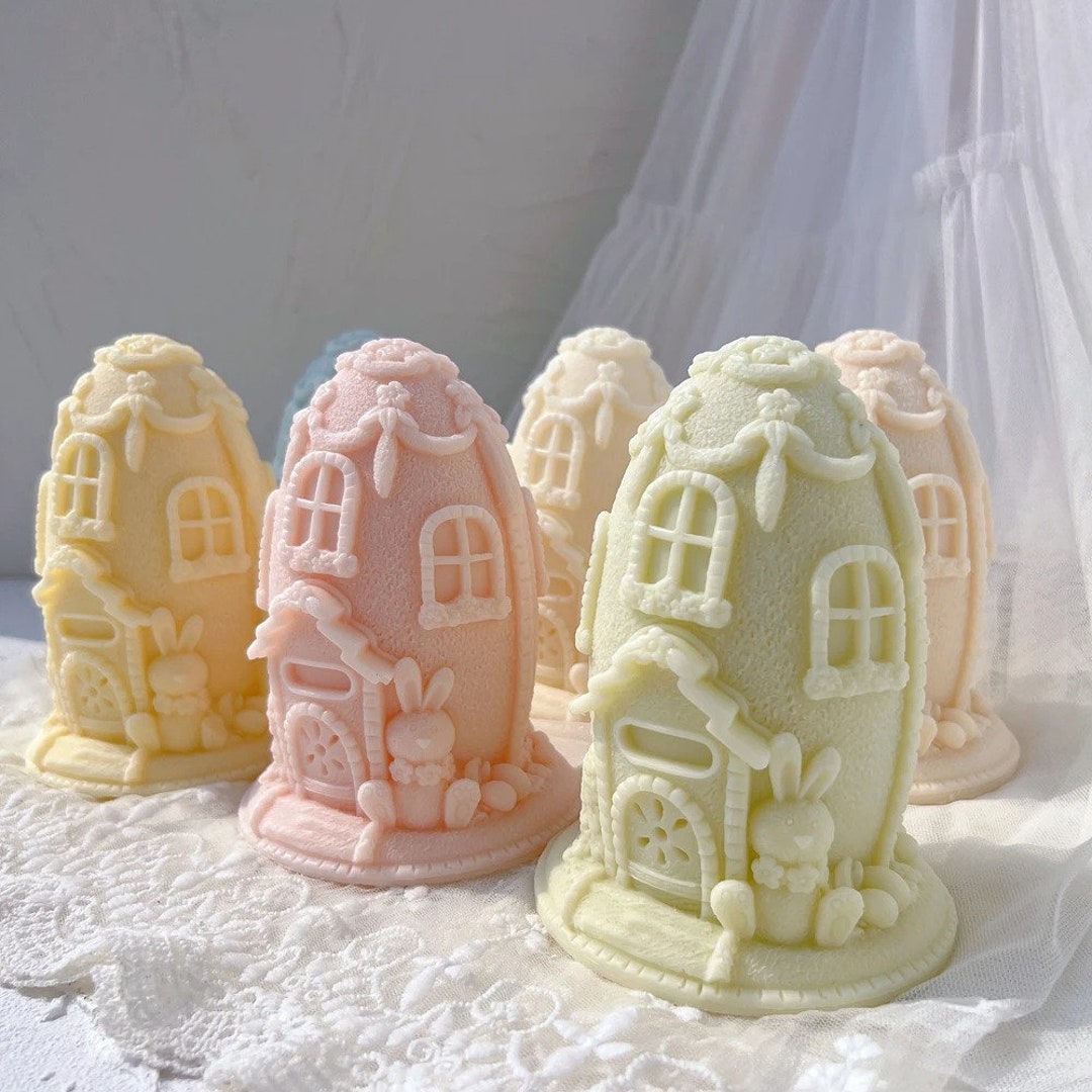 Easter Egg House Candle Silicone Mold, Spring Bunny Home Plaster Gypsum ...